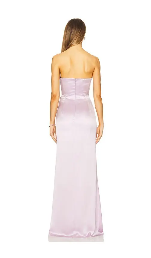 SAU LEE Strapless Ruched Waist Maxi Dress With Slit - Purple