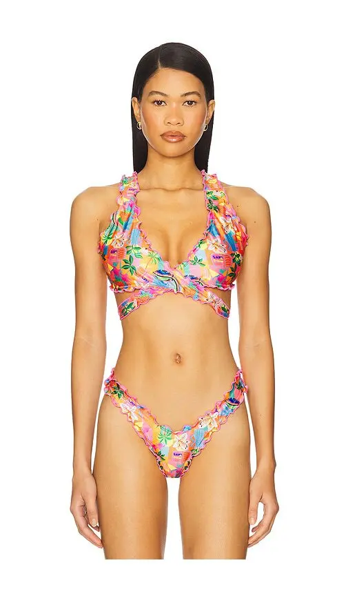 KULANI KINIS Lettuce Edge Wrap Bikini Top - Havana Haven
