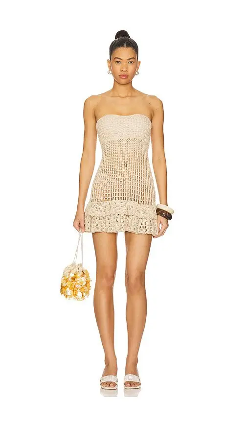 INDAH Bonnie Crochet Mini Dress - Toffee