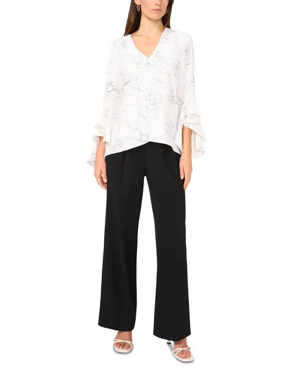 Vince Camuto V Neck Flutter Sleeve Blouse
