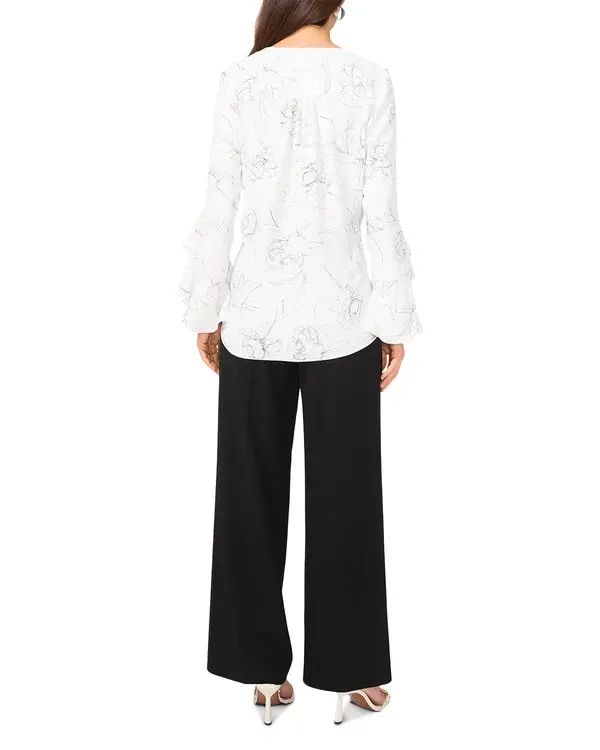 Vince Camuto V Neck Flutter Sleeve Blouse