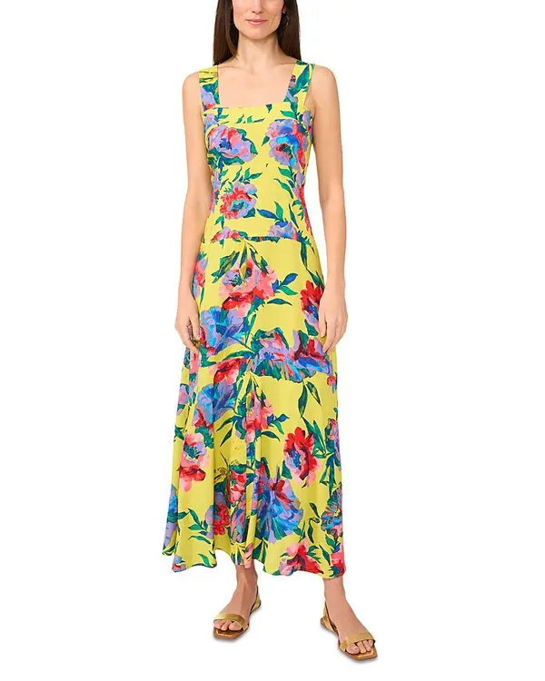 Vince Camuto Square Neck Tiered Maxi Dress - Cool Lime