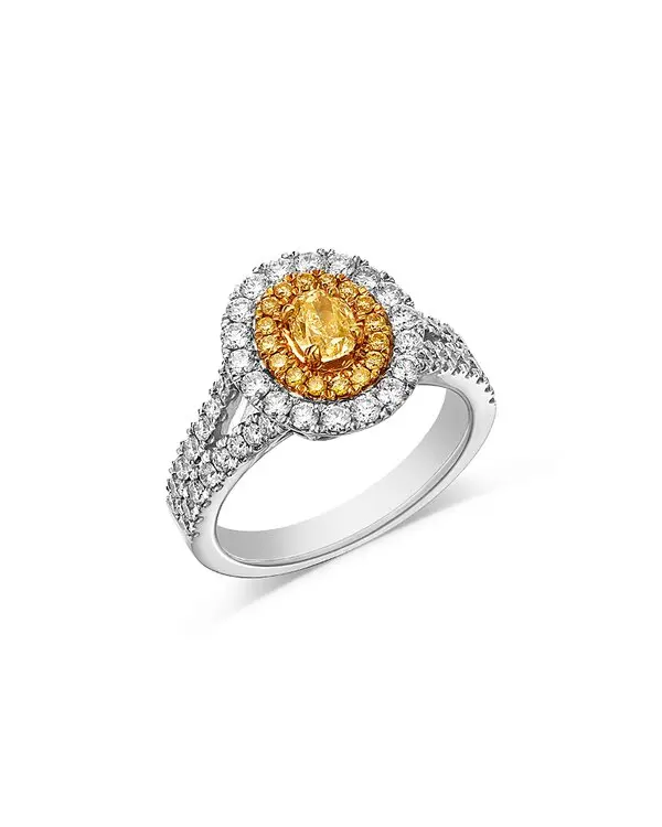 Bloomingdale'S 18k Gold Diamond Oval Halo Ring, 1.49 Tcw - White/yellow