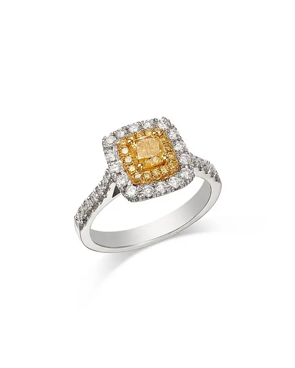 Bloomingdale'S 18k Gold White And Yellow Diamond Ring 1.15 Tcw - White/yellow