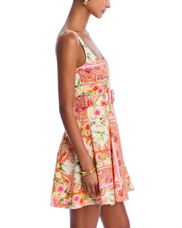 Aqua Fruit Tile Belted Mini Dress Exclusive - Orange
