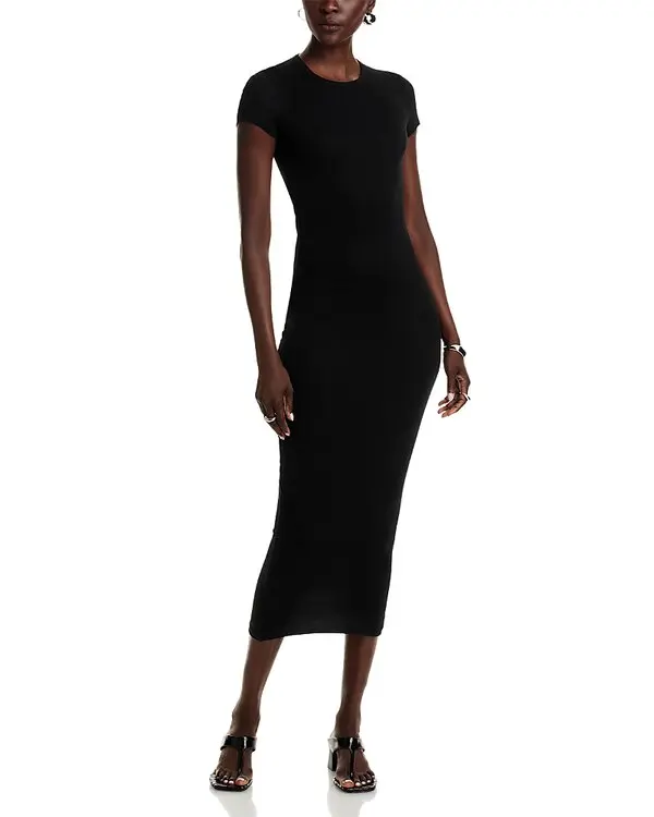 knee length dresses for ladies Black Cap Sleeve Boatneck Open Back Midi Dress – VacationGrabs
