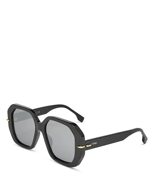 Fendi Selleria Square Sunglasses, 54mm - Black/smoke