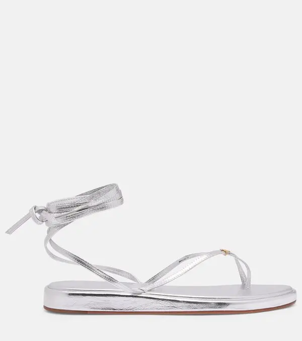 Tory Burch Capri Metallic Leather Thong Sandals