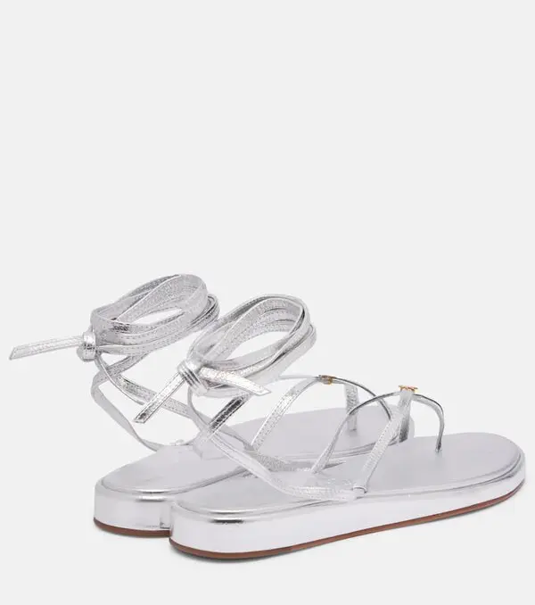 Tory Burch Capri Metallic Leather Thong Sandals