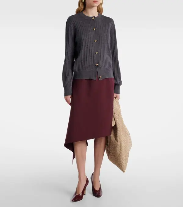 Bottega Veneta Knot Ribbed-knit Wool Cardigan
