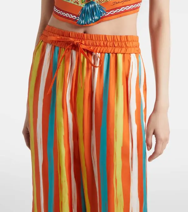Dolce & Gabbana Striped Silk Palazzo Pants