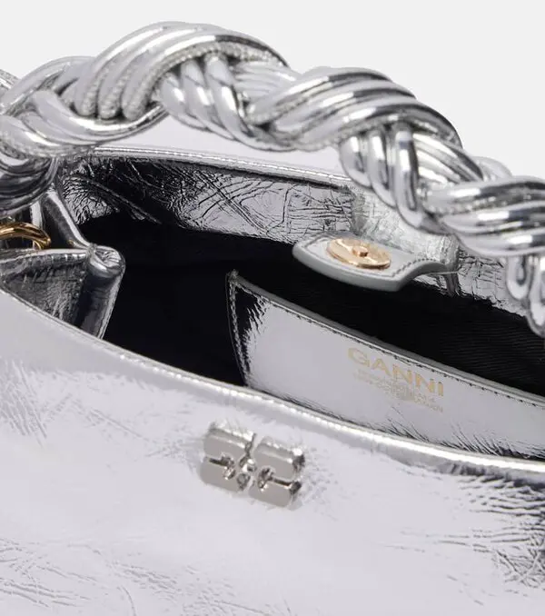 GANNI Bou Mini Top-handle Bag In Metallic - Silver