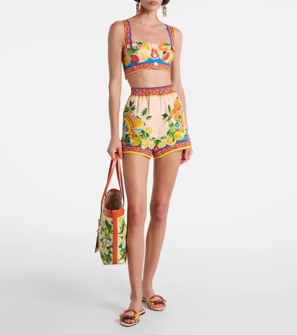 Dolce & Gabbana Taormina Printed Cotton Bra Top