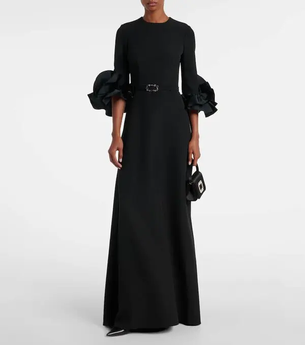 Safiyaa Belted Ruffled Crêpe Gown