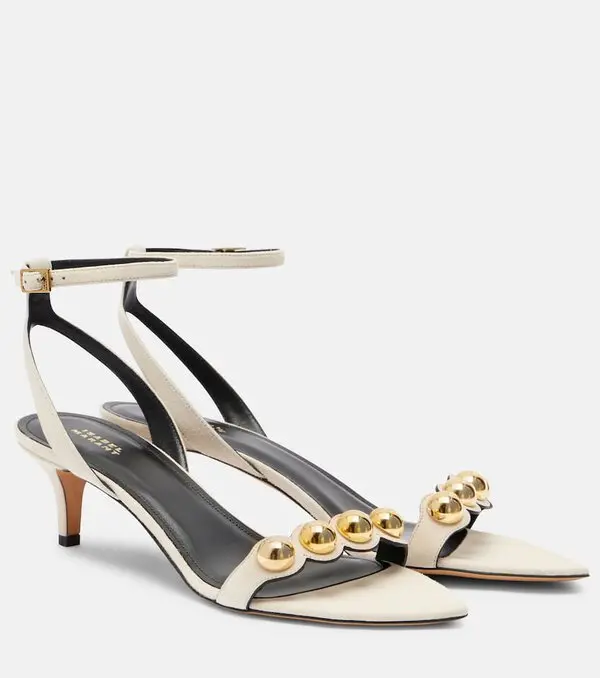Isabel Marant Arolee Studded Suede Sandals - White