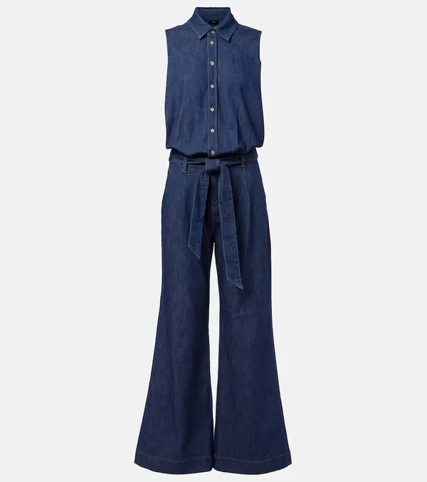 7 For All Mankind Denim Jumpsuit With Detachable Belt - Blue