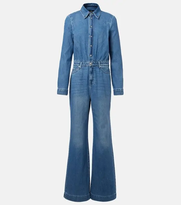 7 For All Mankind Denim Jumpsuit With Detachable Belt - Blue