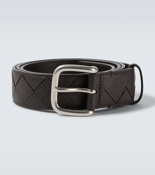 Bottega Veneta Intrecciato Leather Belt - Brown