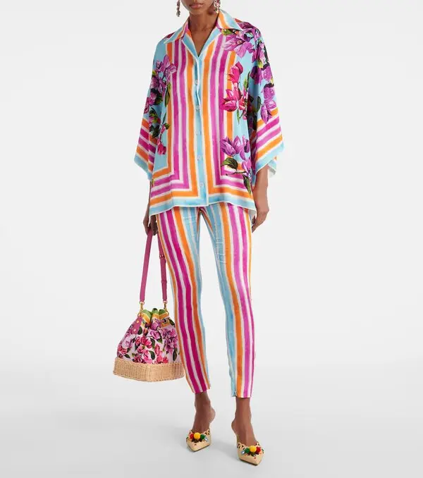 Dolce & Gabbana Striped Silk-blend Leggings