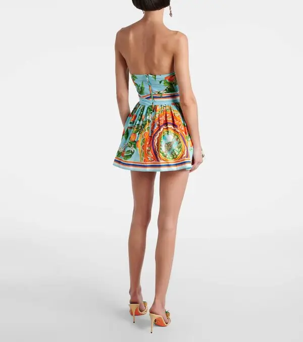 Dolce & Gabbana Taormina Printed Cotton Bustier Dress