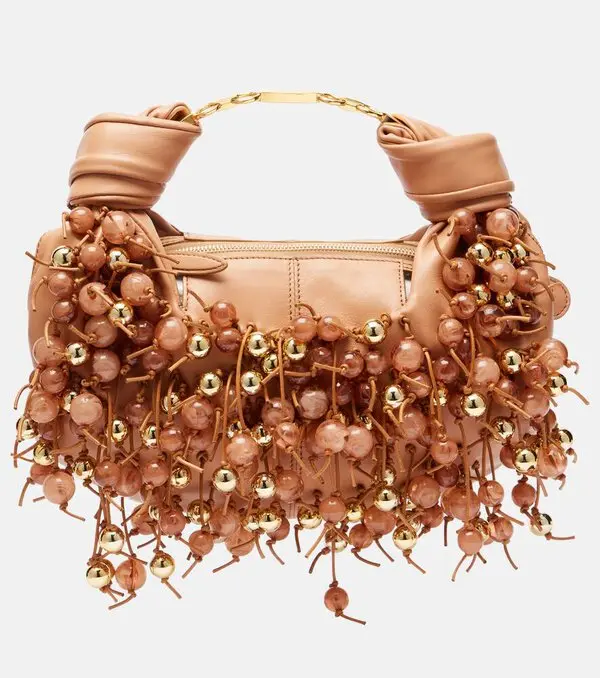 Zimmermann Beaded Leather Shoulder Bag - Brown