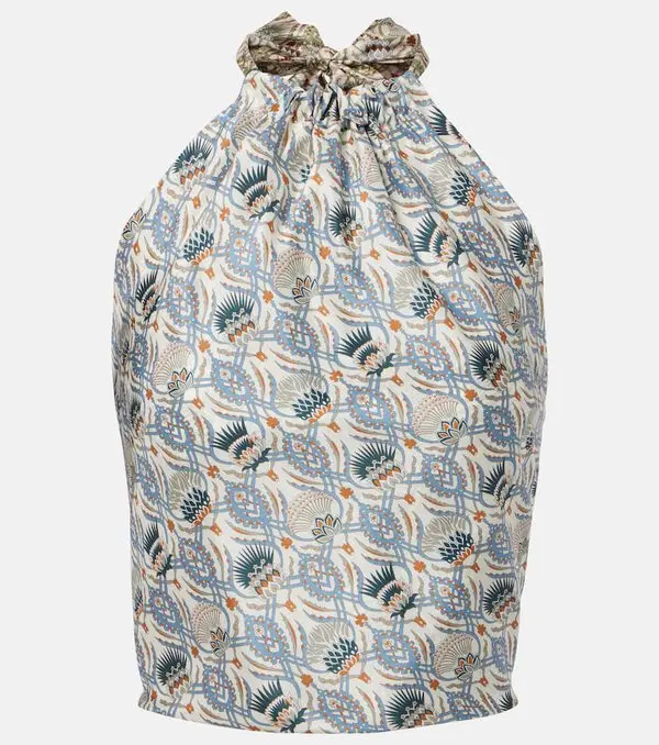 Loro Piana Annet Printed Halterneck Silk Top - Multicoloured