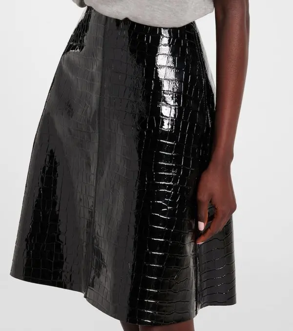 TOTEME Croc-effect Leather Miniskirt - Black