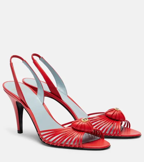 Valentino Garavani Royal 90 Leather Slingback Sandals - Red