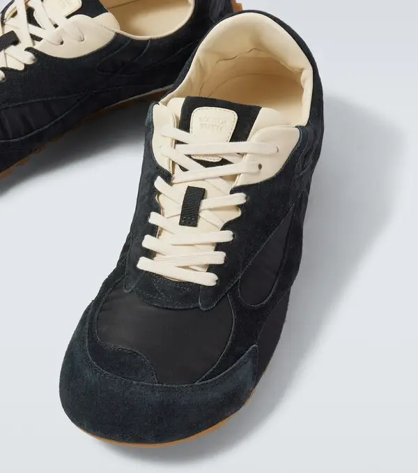 Bottega Veneta Orbit Flash Suede-trimmed Sneakers - Black