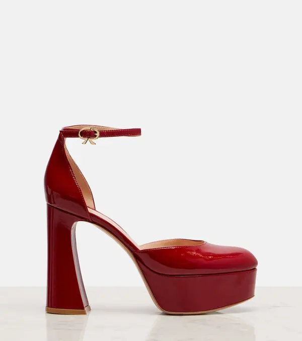 GIANVITO ROSSI Hilary 100 Patent Leather Platform Pumps - Red