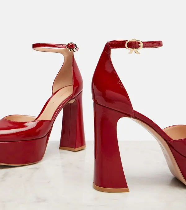 GIANVITO ROSSI Hilary 100 Patent Leather Platform Pumps - Red
