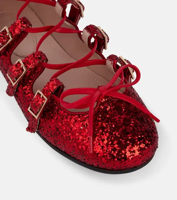Simone Rocha Ghillie Glitter Ballerinas
