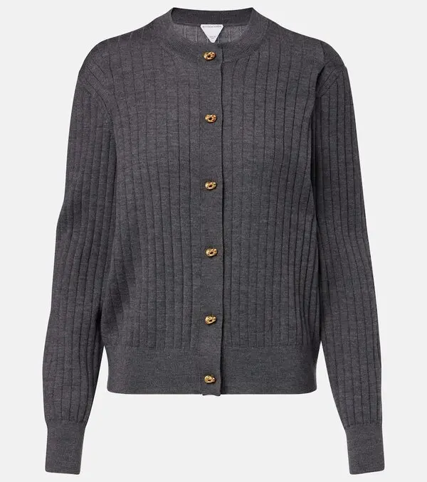 Bottega Veneta Knot Ribbed-knit Wool Cardigan