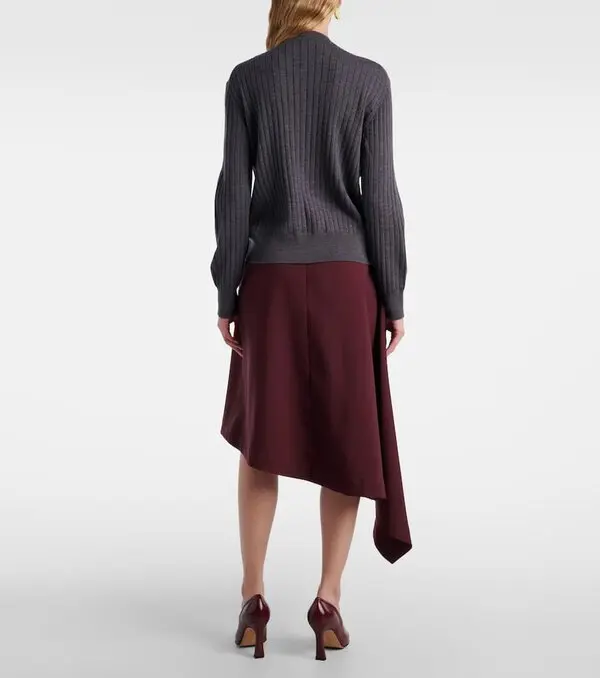 Bottega Veneta Knot Ribbed-knit Wool Cardigan