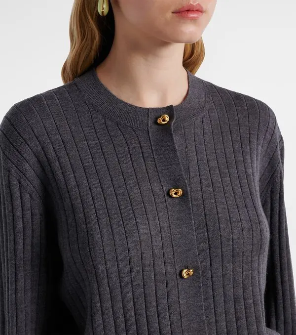 Bottega Veneta Knot Ribbed-knit Wool Cardigan