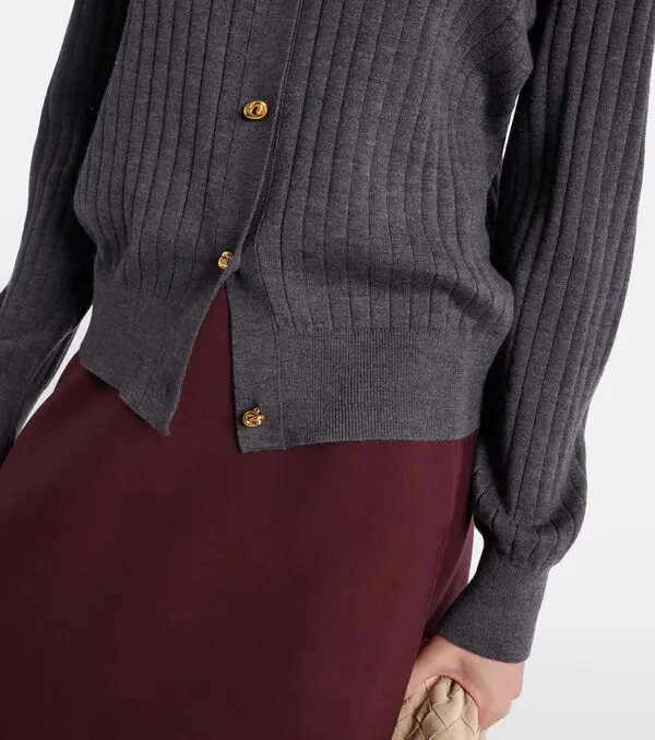 Bottega Veneta Knot Ribbed-knit Wool Cardigan