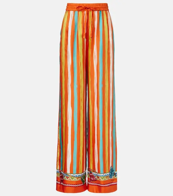 Dolce & Gabbana Striped Silk Palazzo Pants