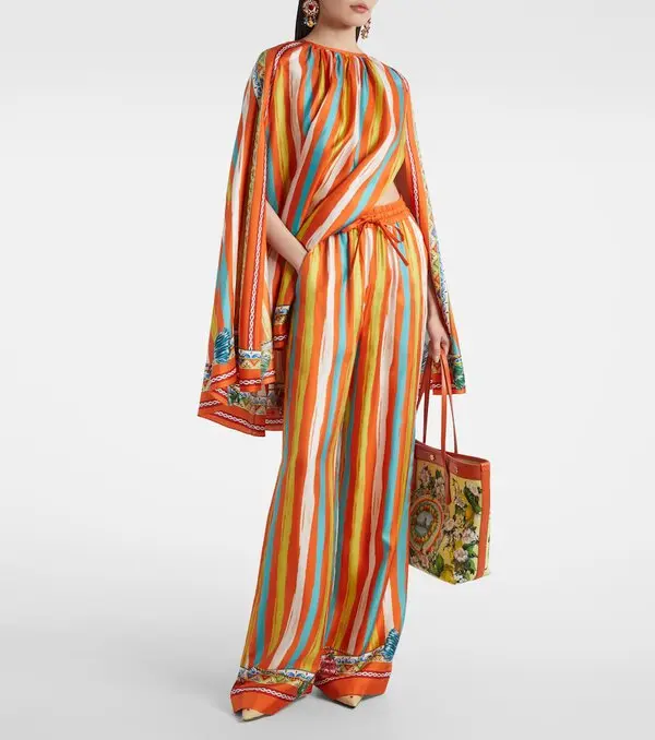 Dolce & Gabbana Striped Silk Palazzo Pants