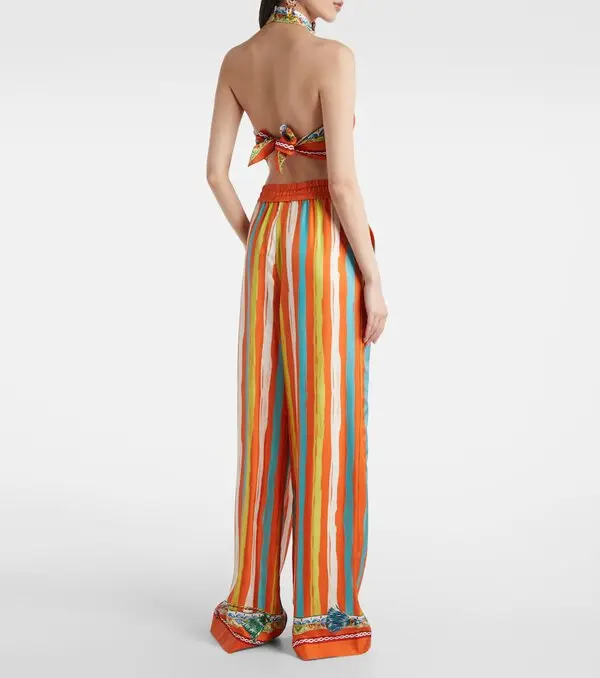 Dolce & Gabbana Striped Silk Palazzo Pants