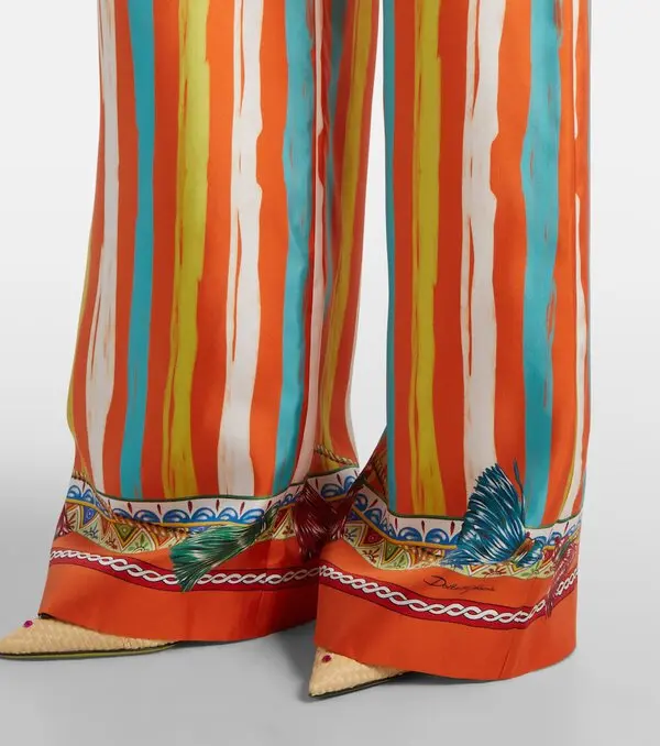 Dolce & Gabbana Striped Silk Palazzo Pants
