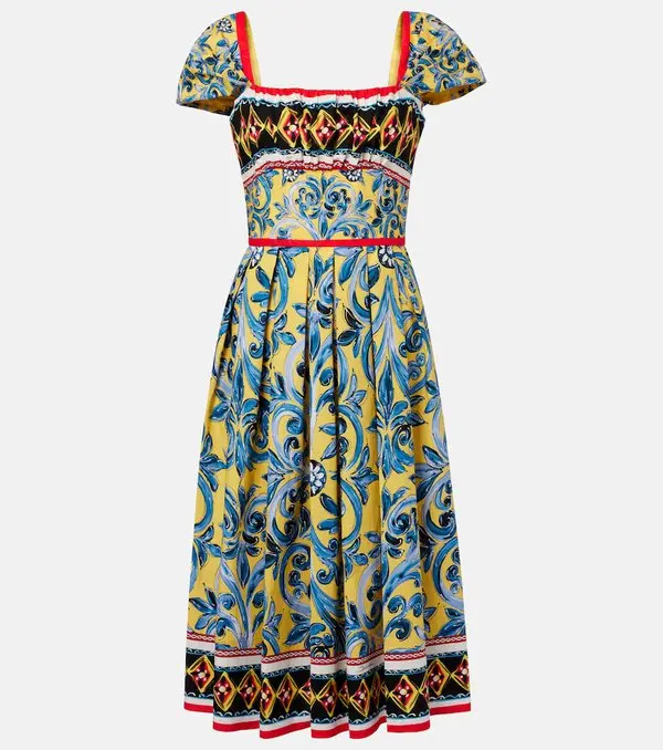 Dolce & Gabbana Pleated Printed Midi Dress - Multicoloured