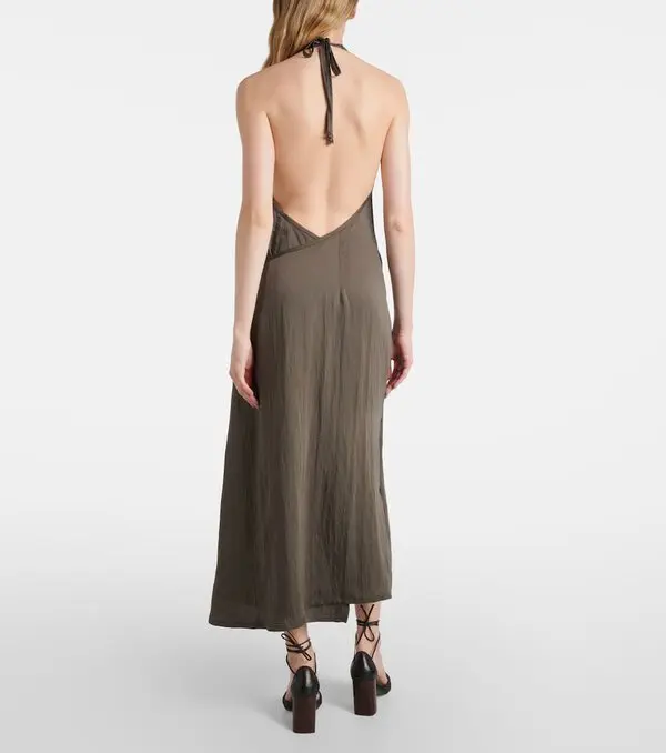 LEMAIRE Apron Gathered Midi Dress - Brown