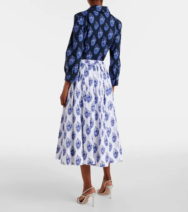 Carolina Herrera Floral Cotton-blend Midi Skirt - Multicoloured
