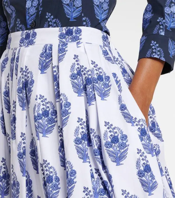 Carolina Herrera Floral Cotton-blend Midi Skirt - Multicoloured
