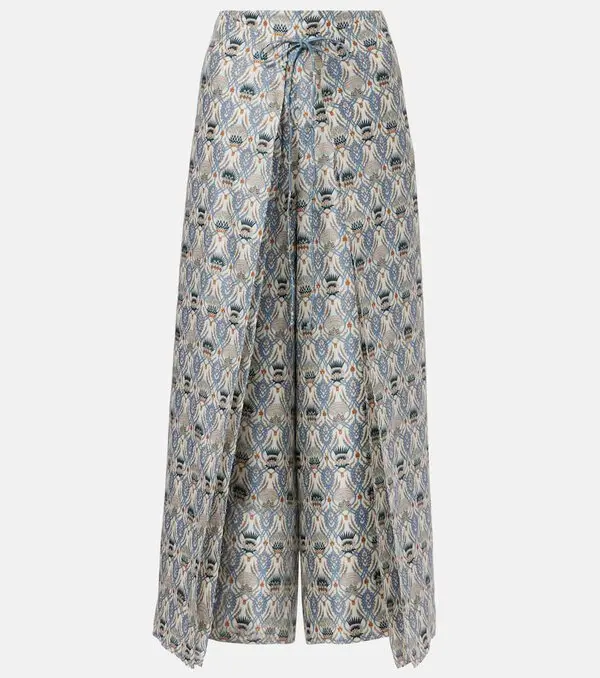 Loro Piana Maynard Silk Shantung Wide-leg Pants - Multicoloured