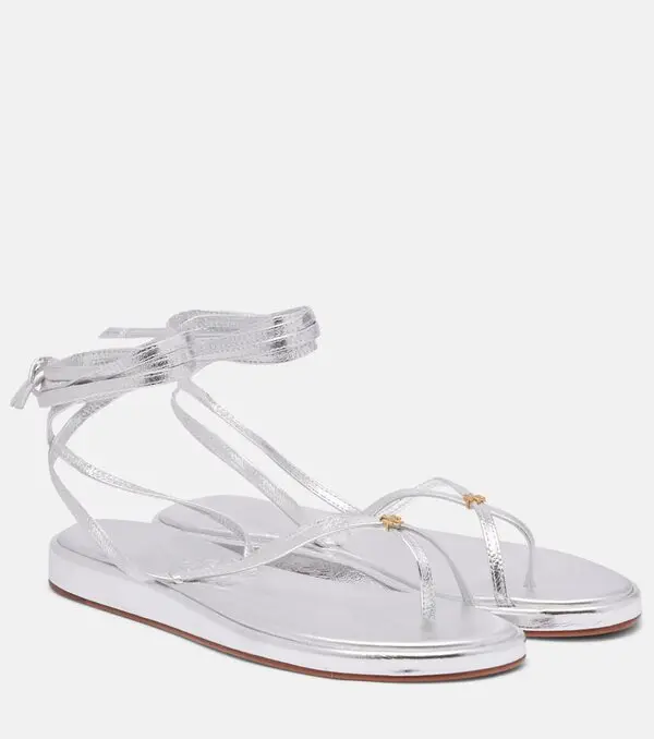 Tory Burch Capri Metallic Leather Thong Sandals