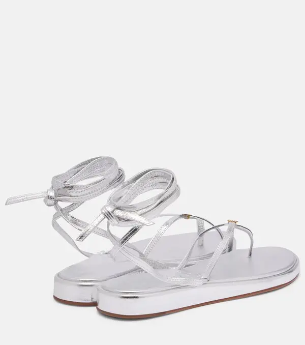 Tory Burch Capri Metallic Leather Thong Sandals