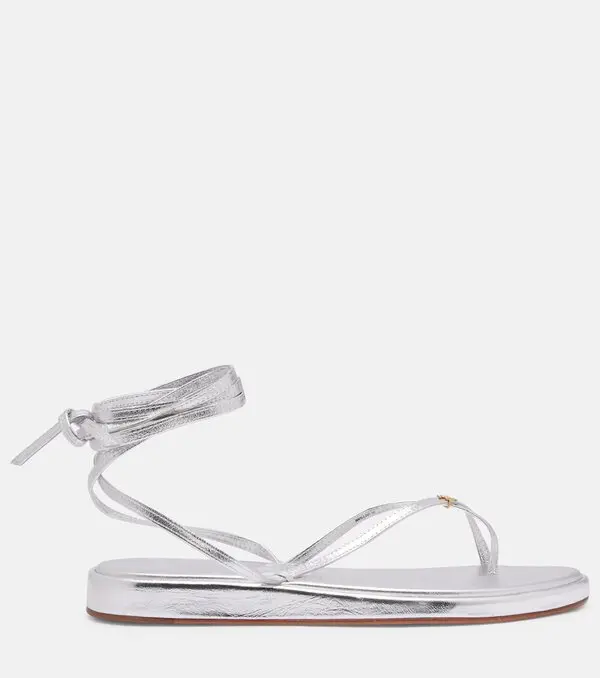 Tory Burch Capri Metallic Leather Thong Sandals