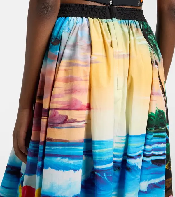 Dolce & Gabbana Pleated Printed Cotton Midi Skirt