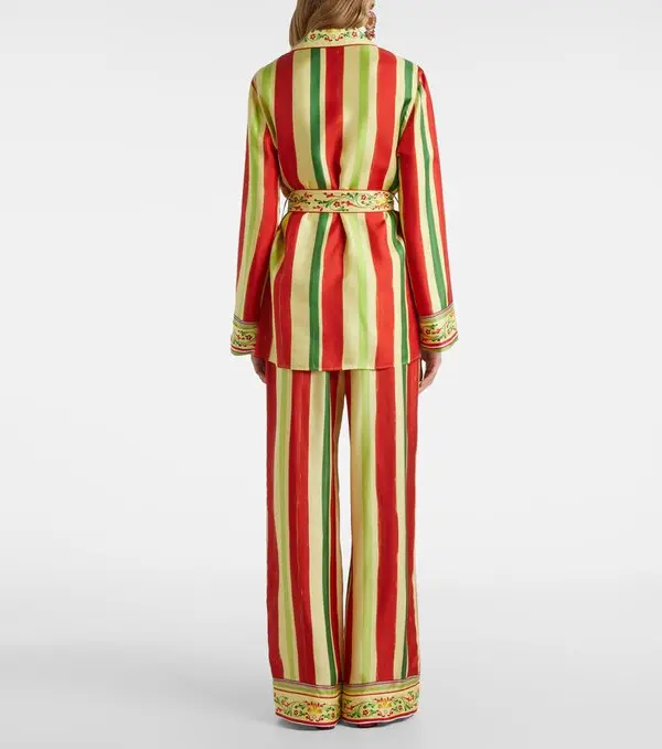 Dolce & Gabbana Belted Striped Silk Shirt